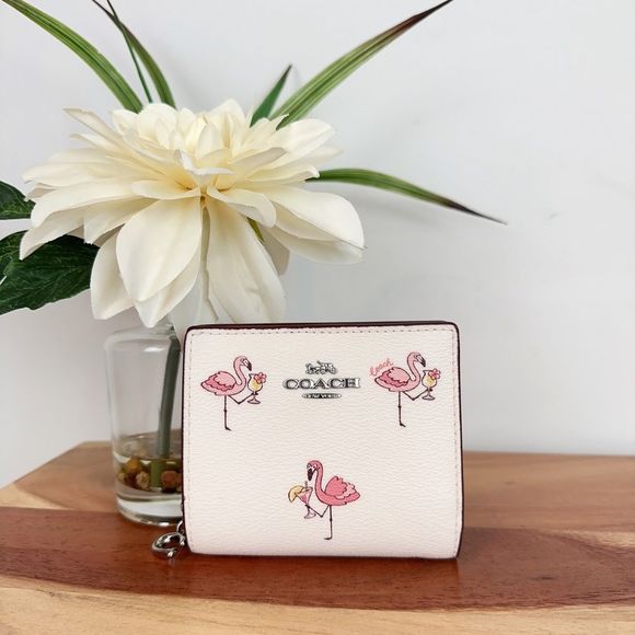 Coach | Bags | Nwt Coach Snap Walletwith Flamingo Print | Poshmark